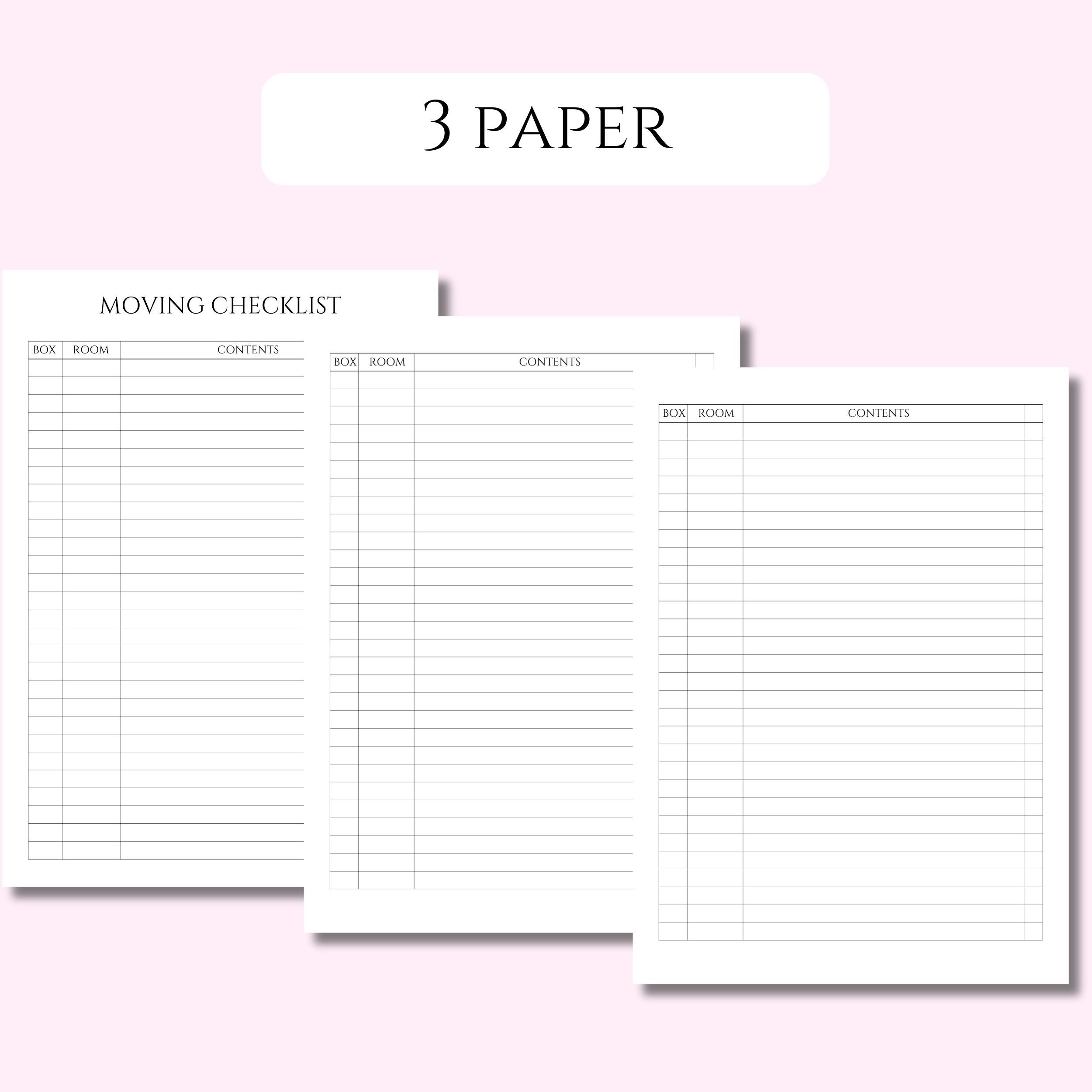 Printable Moving Inventory, Minimalist Printable Moving Planner, Moving ...