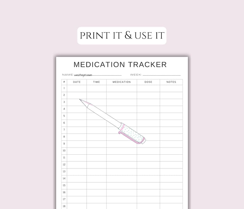 Medication Tracker Printable, Medication Intake Reminder, Medication ...