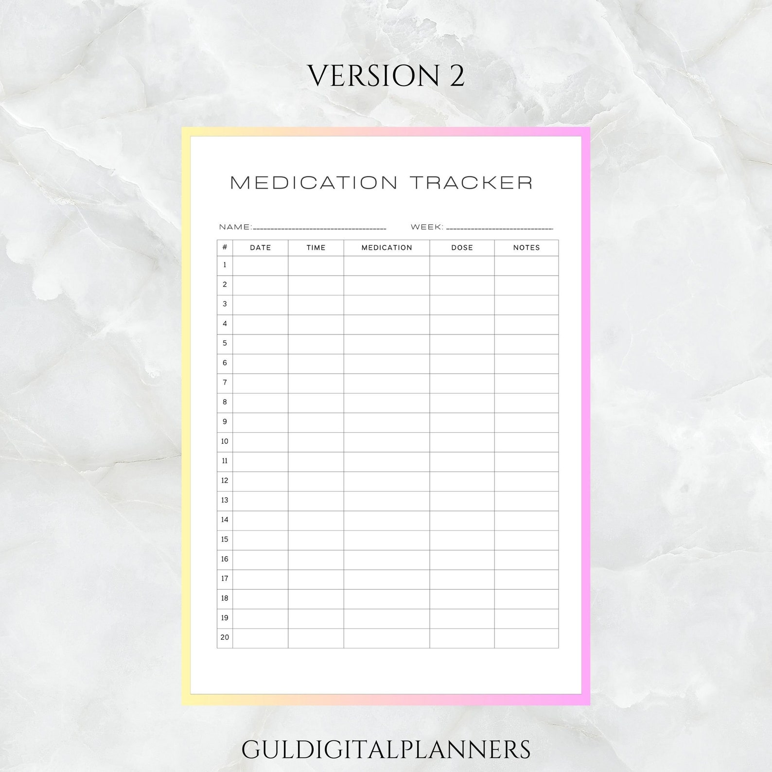 Medication Tracker Printable, Medication Intake Reminder, Medication ...