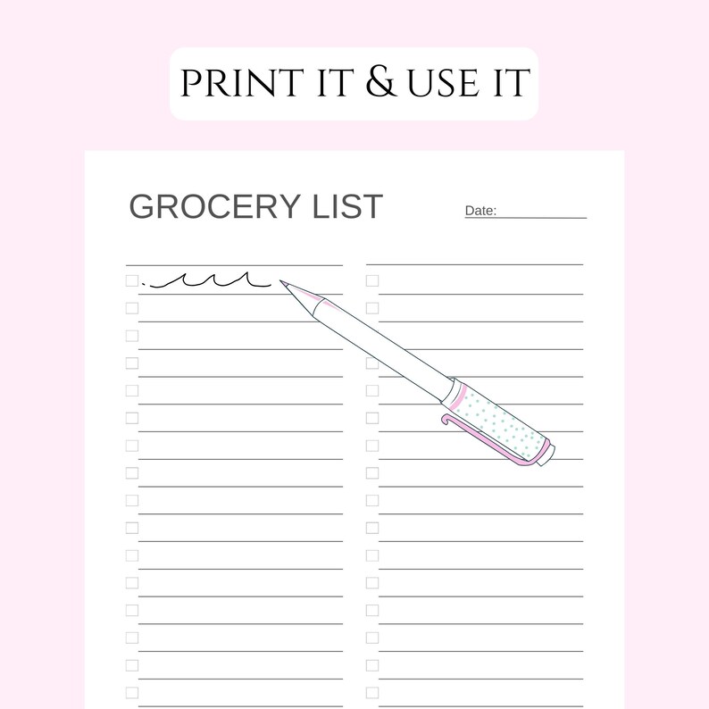 Grocery List Printable Template Grocery Planner Food - Etsy