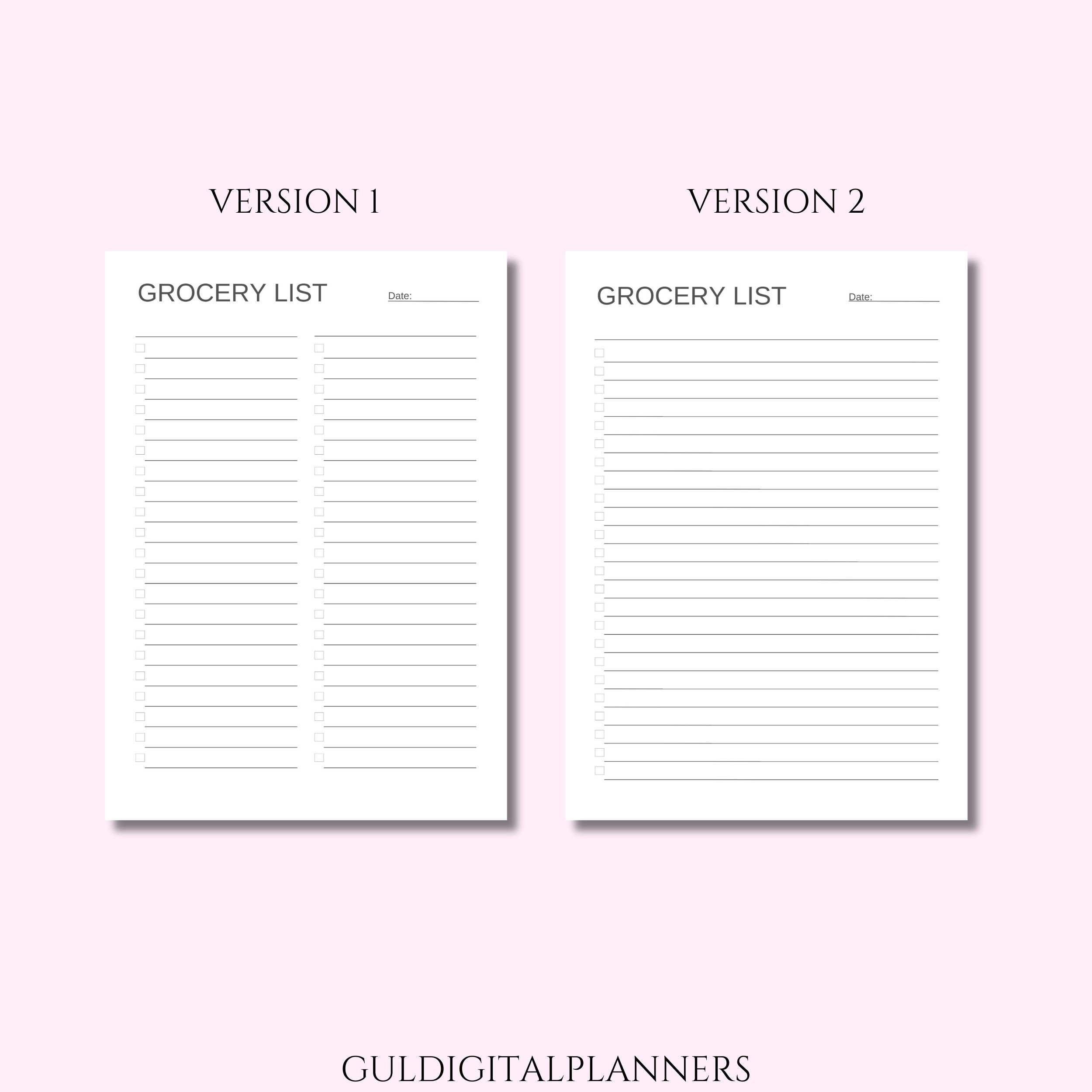Grocery List Printable Template Grocery Planner Food - Etsy