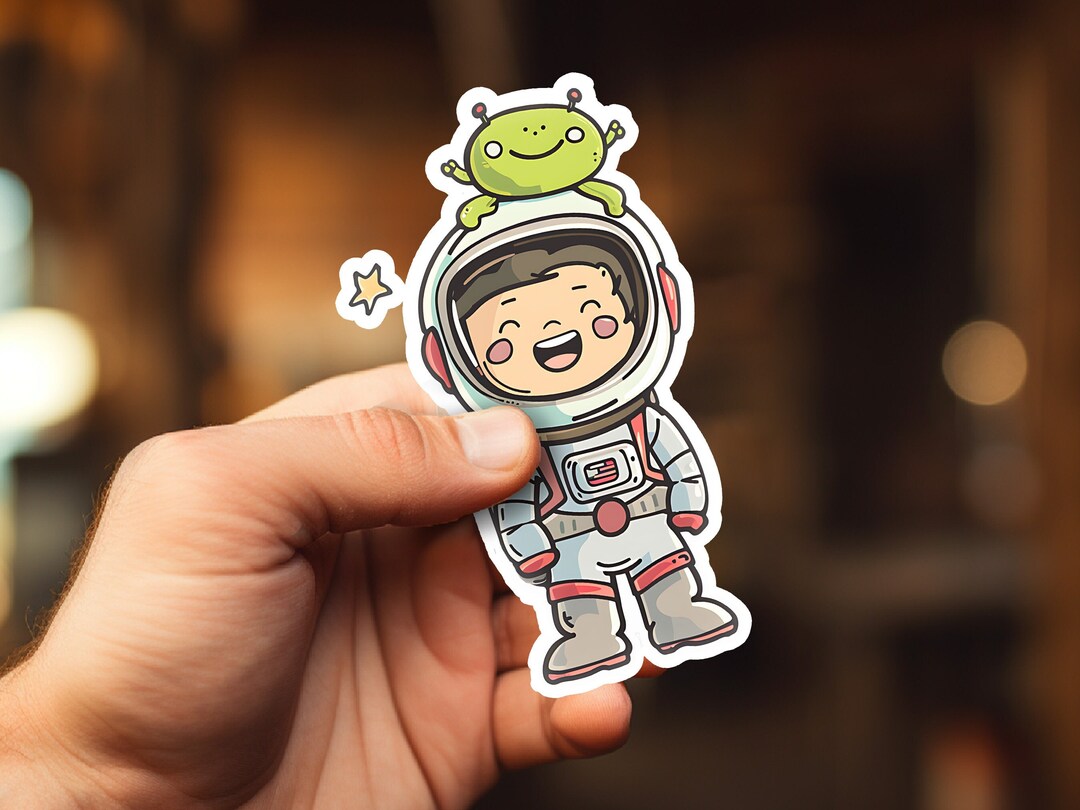 Astronaut and Frog Fun Sticker - Whimsical Space Adventure | Bubble ...