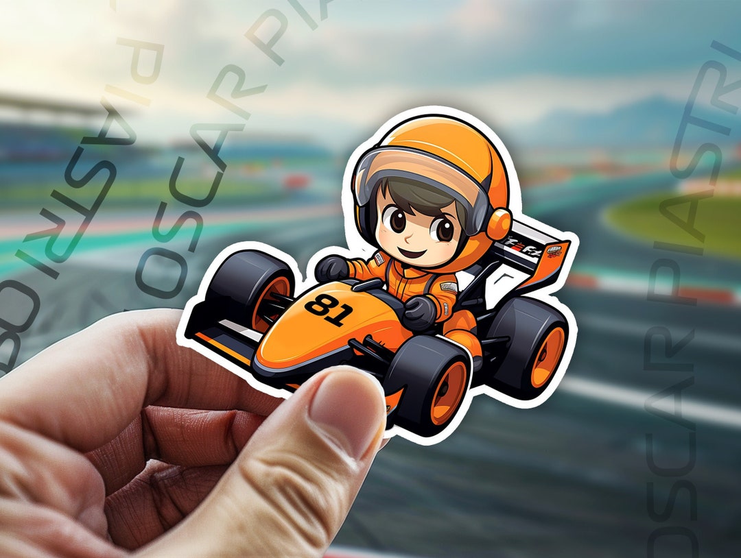 Oscar Piastri Cartoon Sticker - Formula 1 Racing Fan Art | Bubble-free ...