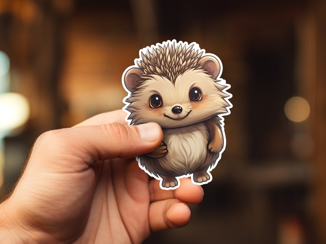 Cute Hedgehog Sticker - Adorable Hedgehog Illustration Vinyl Decal ...