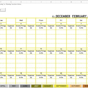 12 Month Excel Calendar Template | Calendar Planner - Etsy