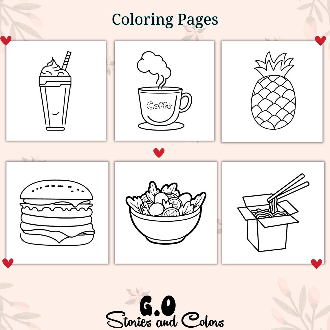 Food and Drink Coloring Pages 10 Coloring Pages Instant Download PDF ...