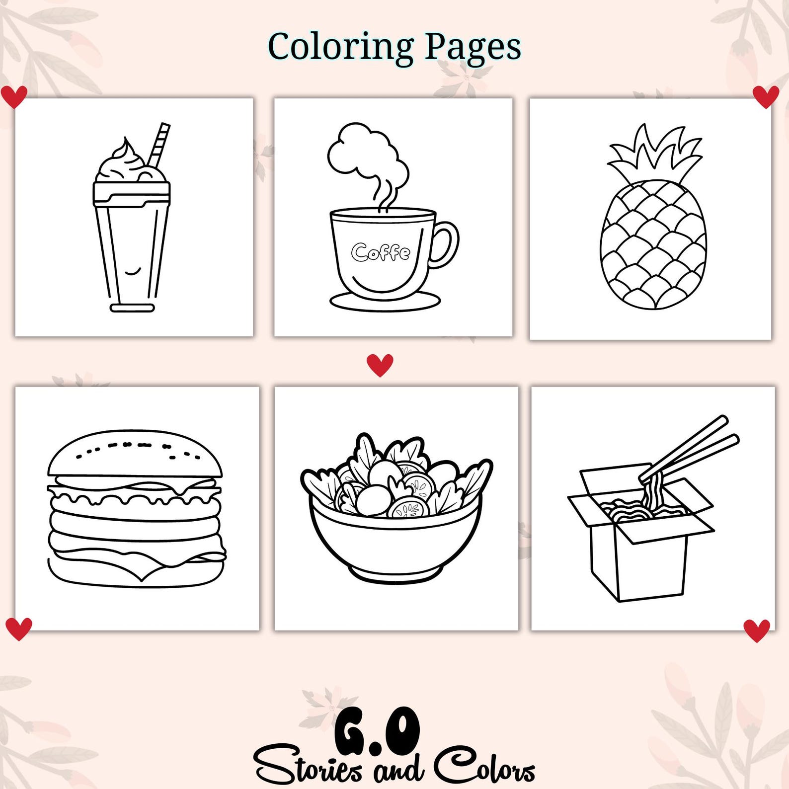 Food and Drink Coloring Pages | 10 Coloring Pages | Instant Download ...
