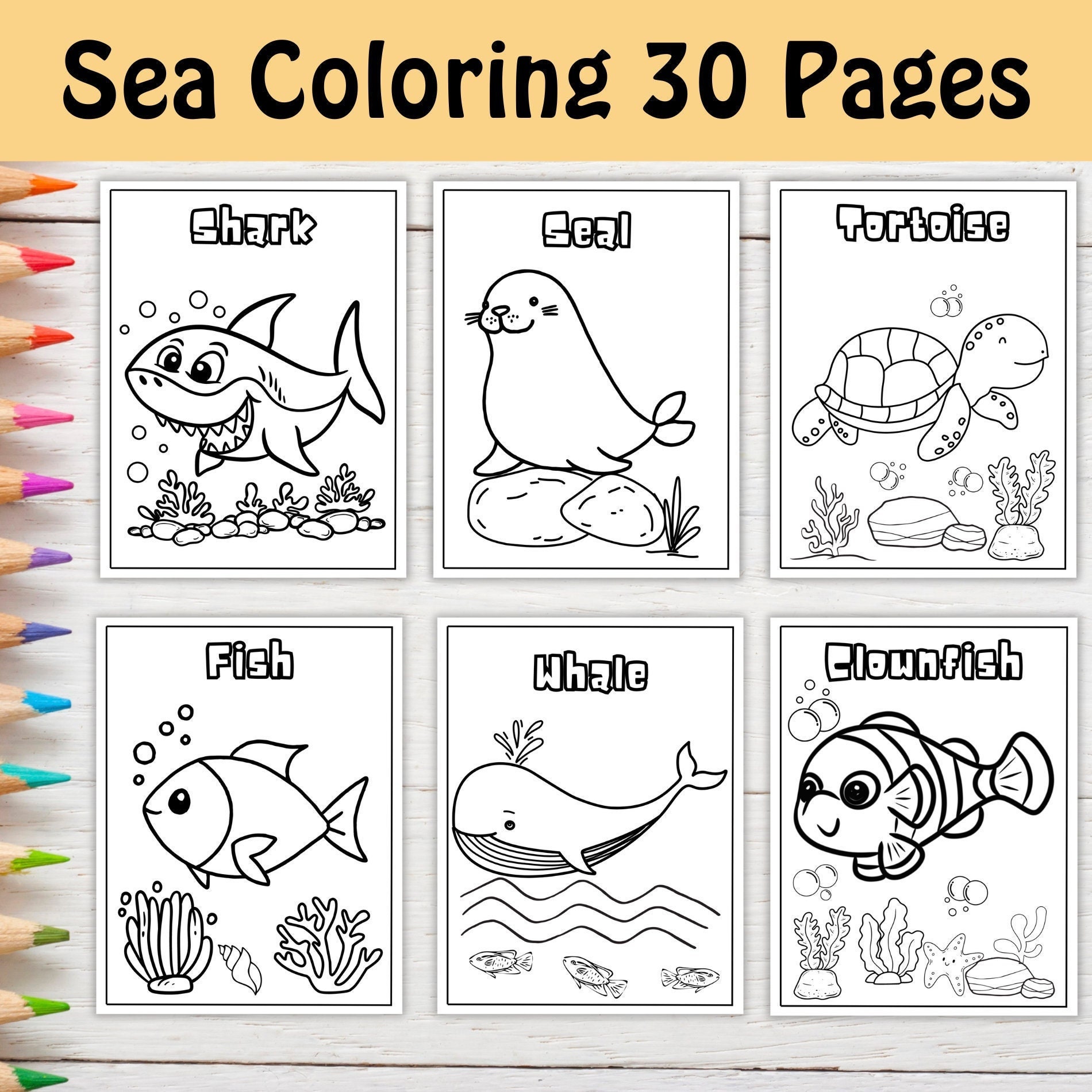 30 Sea Coloring Pages | Preschool Pre-k + Kindergarten | Printable ...