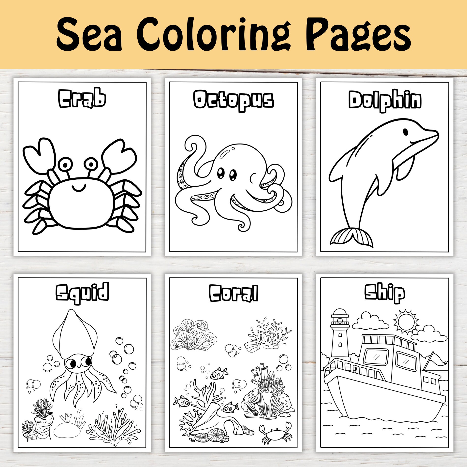 30 Sea Coloring Pages Preschool Pre-k Kindergarten Printable Activity ...