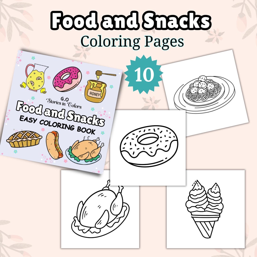 Food and Drink Coloring Pages | 10 Coloring Pages | Instant Download ...