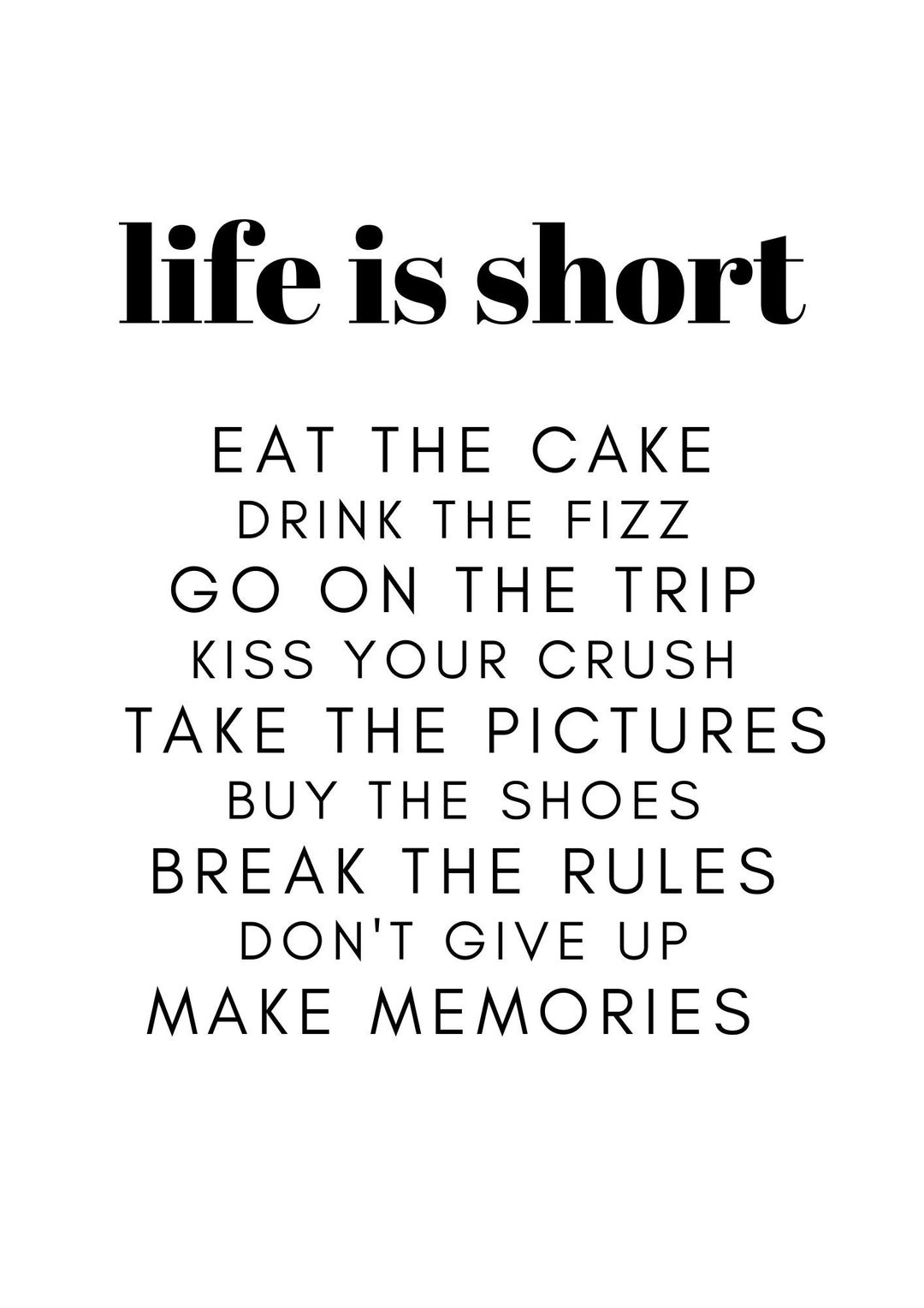 Life is Short Print - Etsy