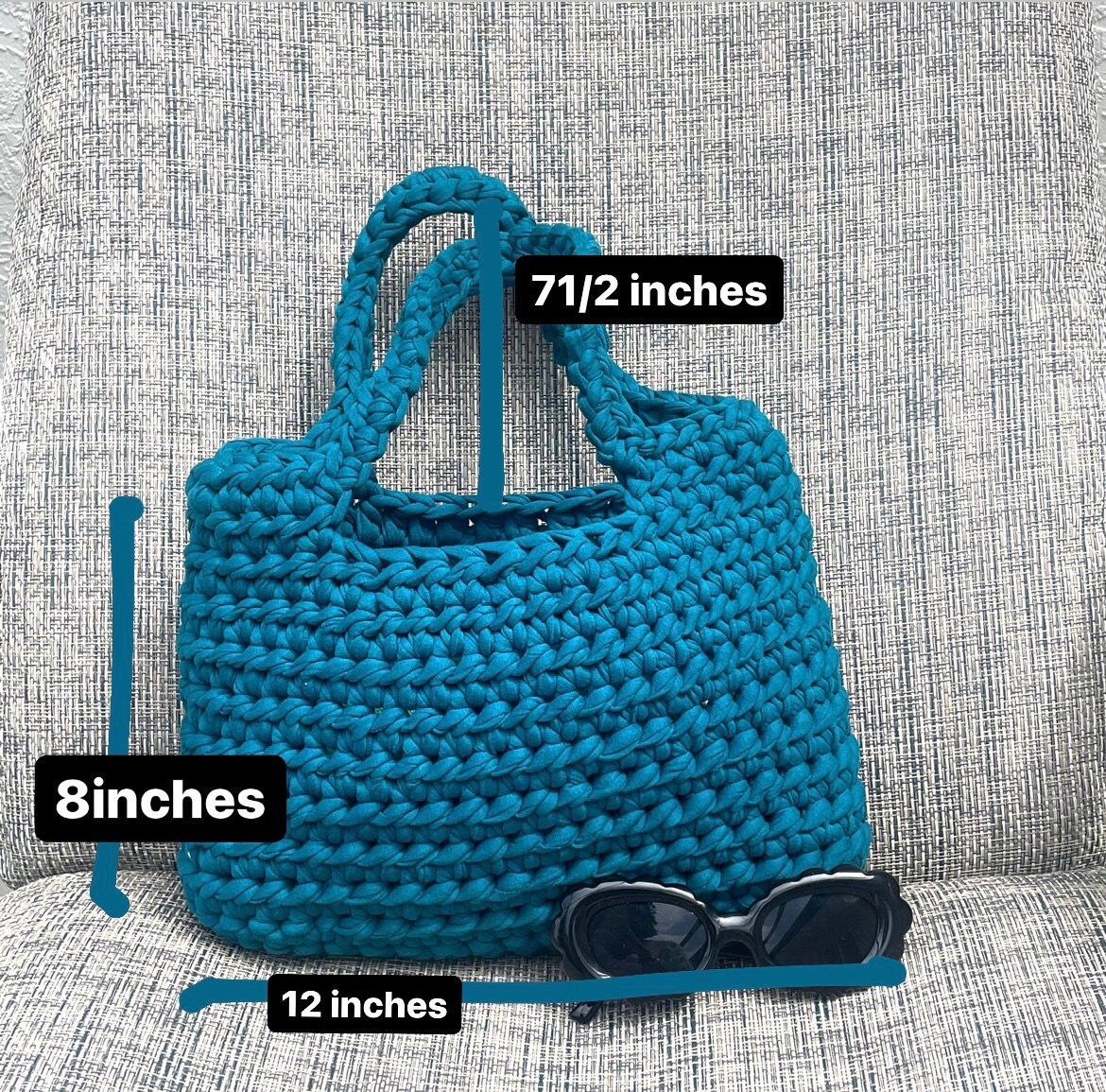 Aqua Blue Crochet Bag Handmade Crochet Bag Tote Crochet Summer Crochet ...