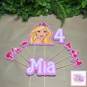 Barbie Glitter 3D Cake Topper Set - Etsy