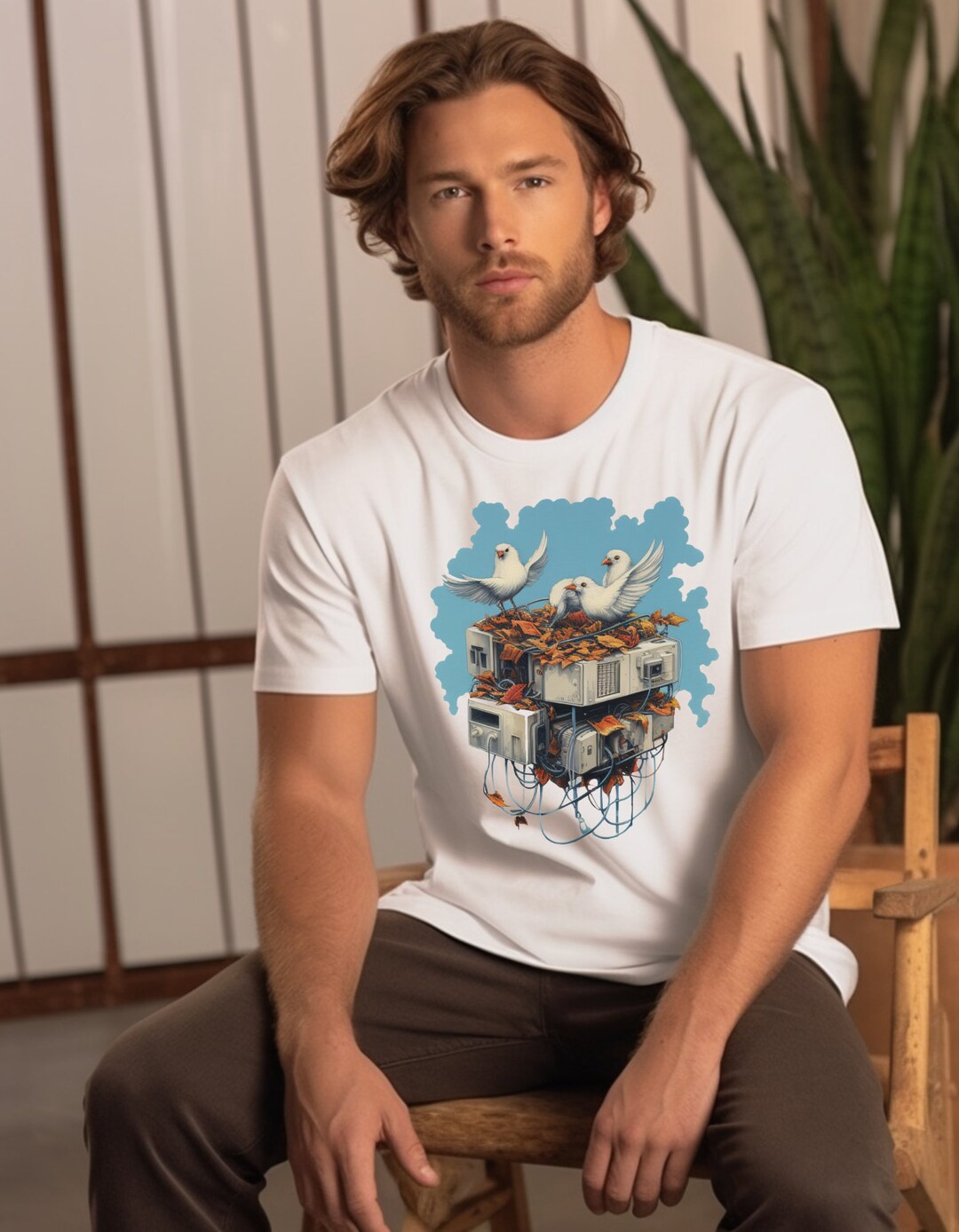 Birds on Wire Shirt, Cute Birds Shirt, Womens Bird Shirt, Unisex Heavy ...