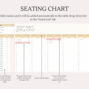 Party Guest List Spreadsheet, Any Event Guest List Spreadsheet, Digital ...