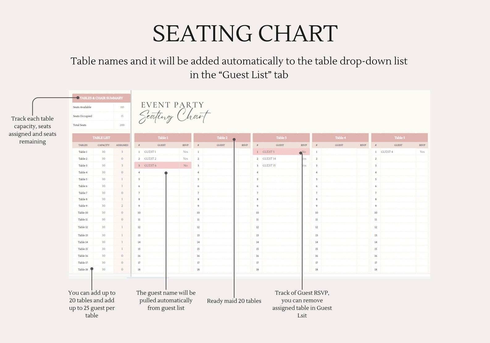 New Wedding Guest List Spreadsheet Template, Wedding Guest List Google ...