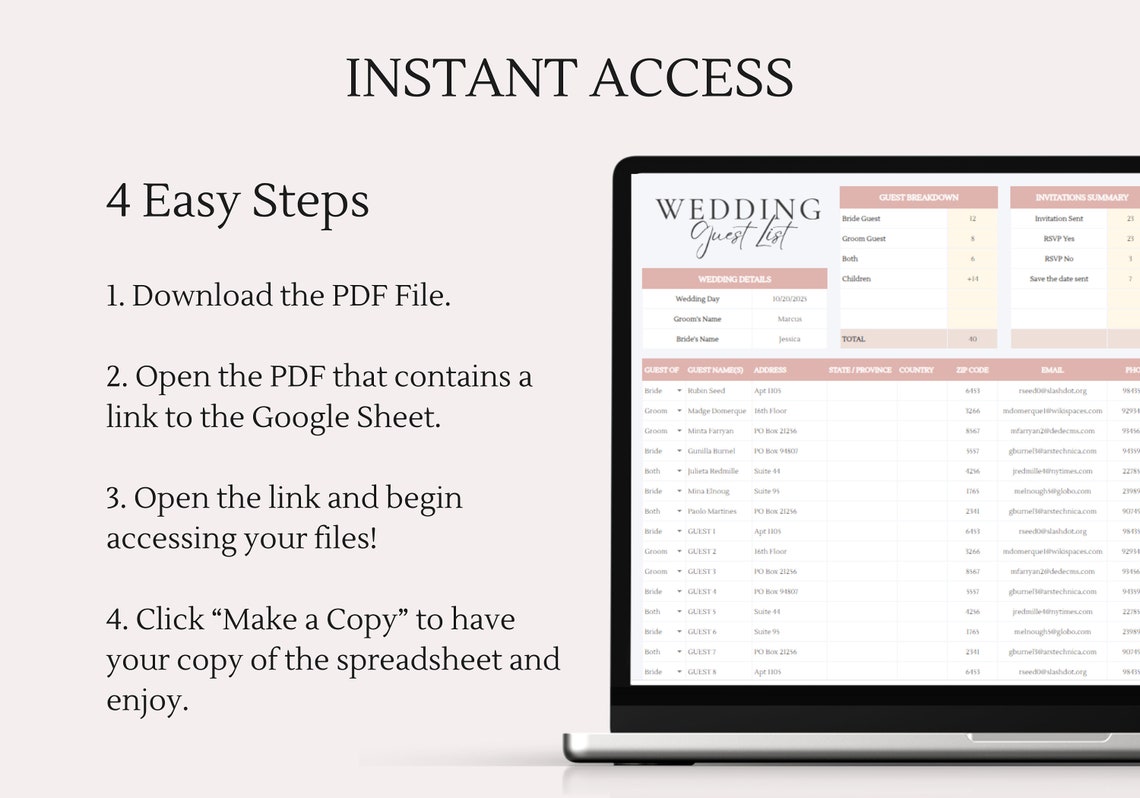 New Wedding Guest List Spreadsheet Template, Wedding Guest List Google ...