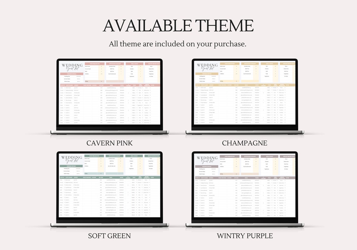 Wedding Guest List Tracker: Google Sheets Template (digital Download ...