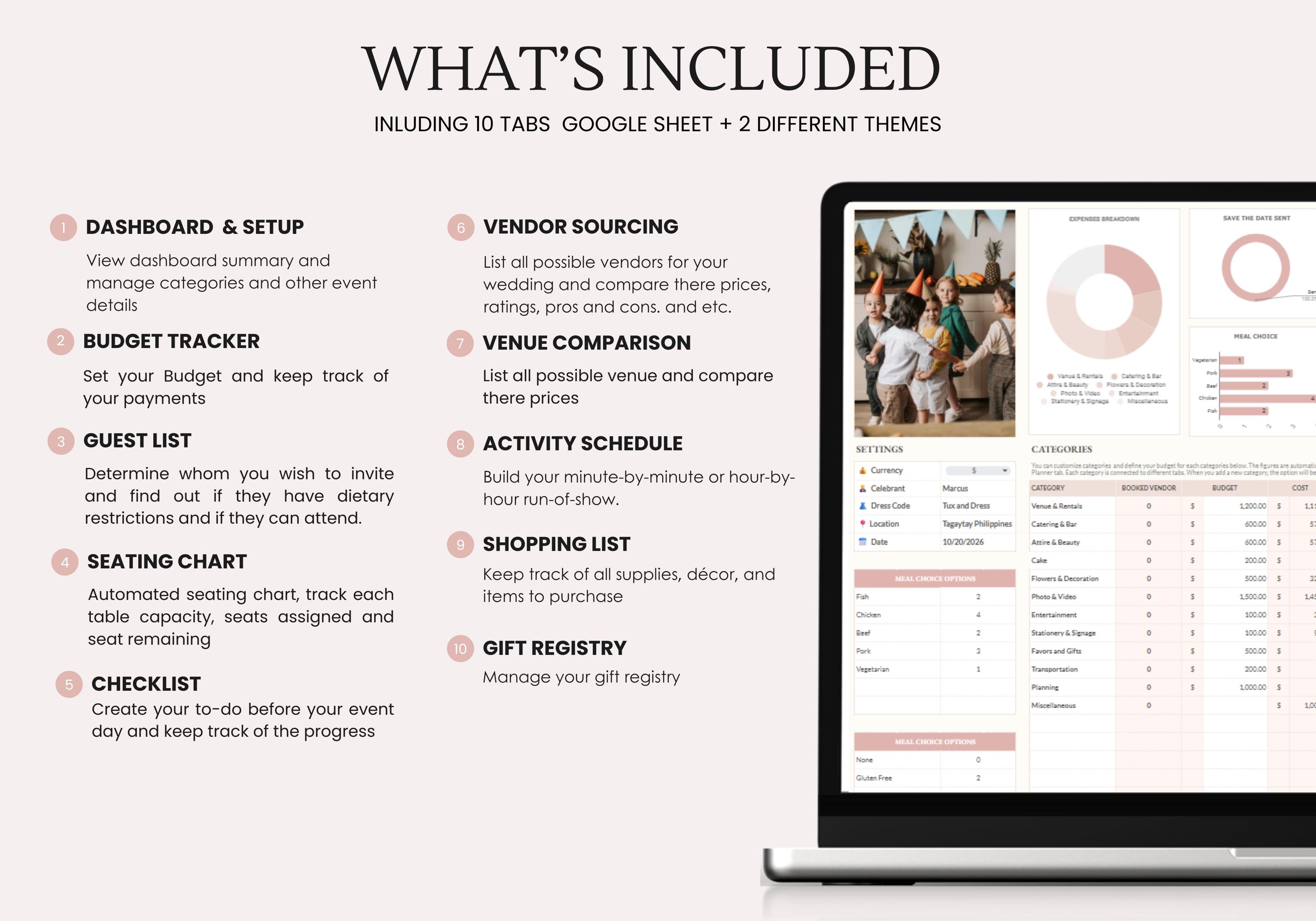 Birthday Party Planner Spreadsheet: Google Sheets & Excel (digital ...