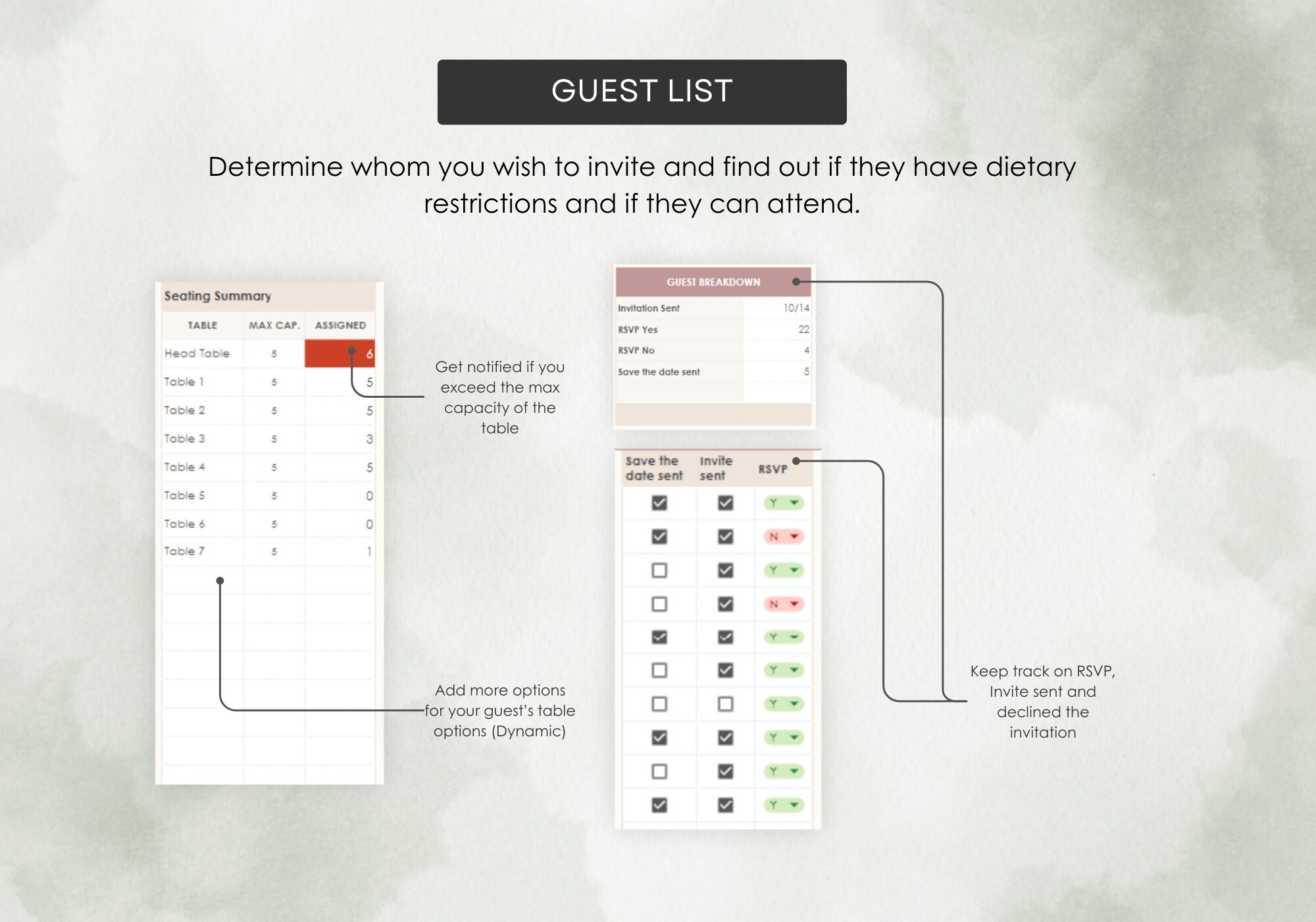 Wedding Guest List Template Wedding Guest List Google Sheets Digital ...