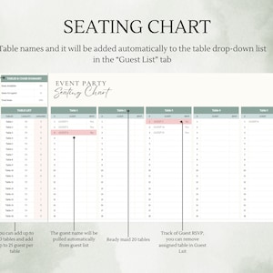 Party Guest List Spreadsheet, Any Event Guest List Spreadsheet, Digital ...