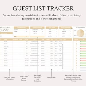 Party Guest List Spreadsheet: Event Seating Chart (digital Download) - Etsy