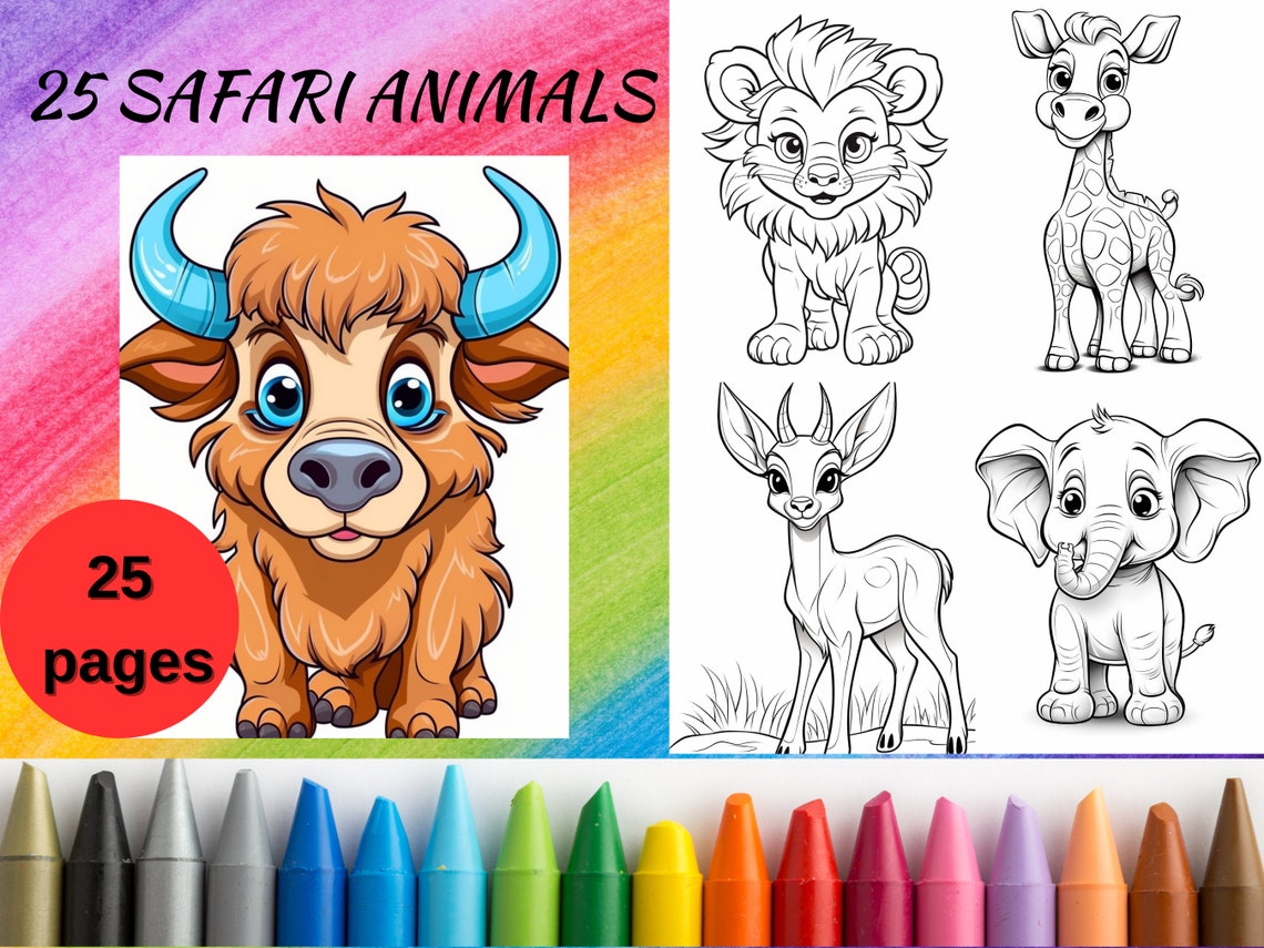 25 Adorable Baby Safari Animals , Animals Coloring Book, Animals Crafts ...