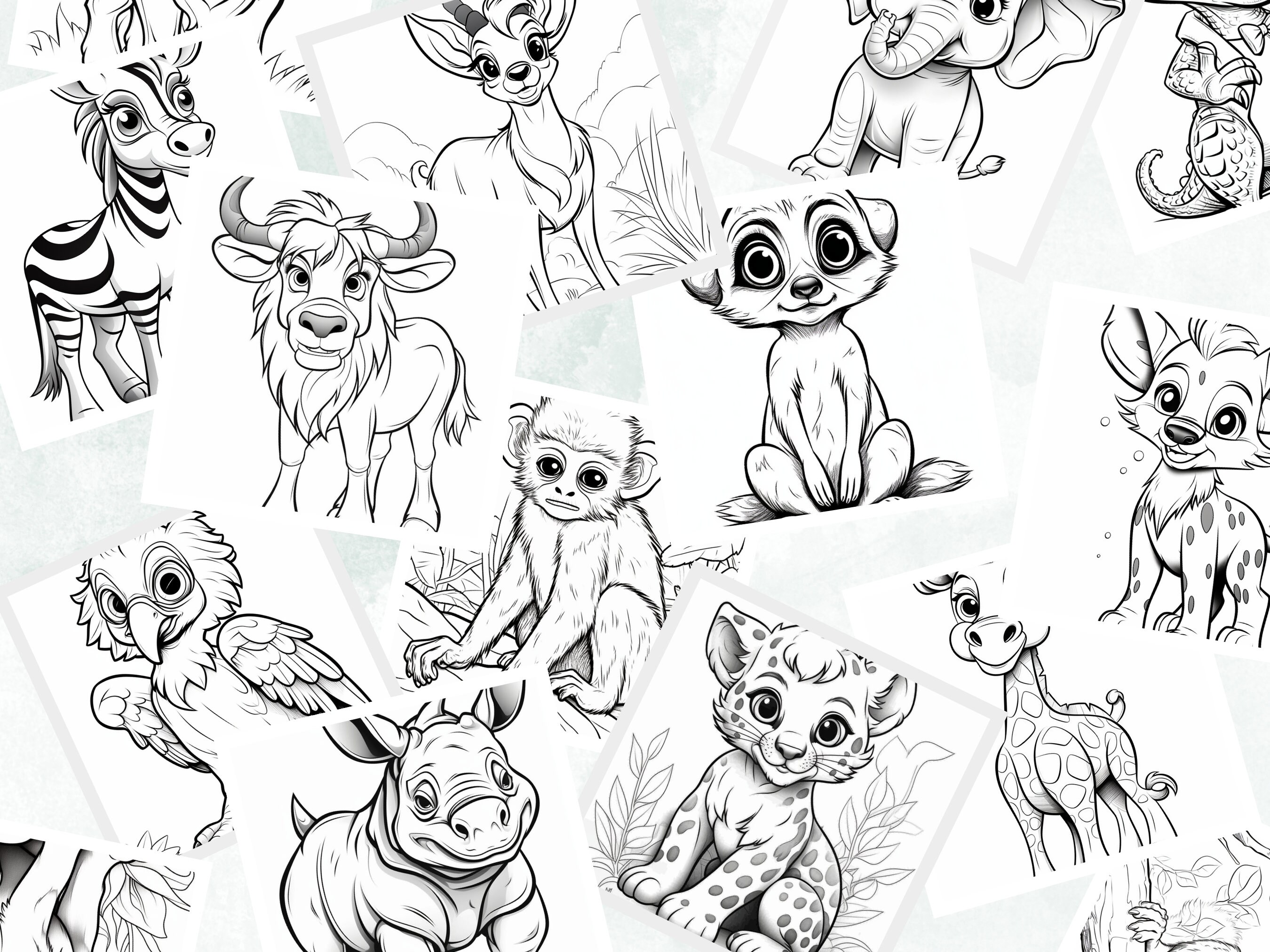 25 Adorable Baby Safari Animals , Animals Coloring Book, Animals Crafts ...