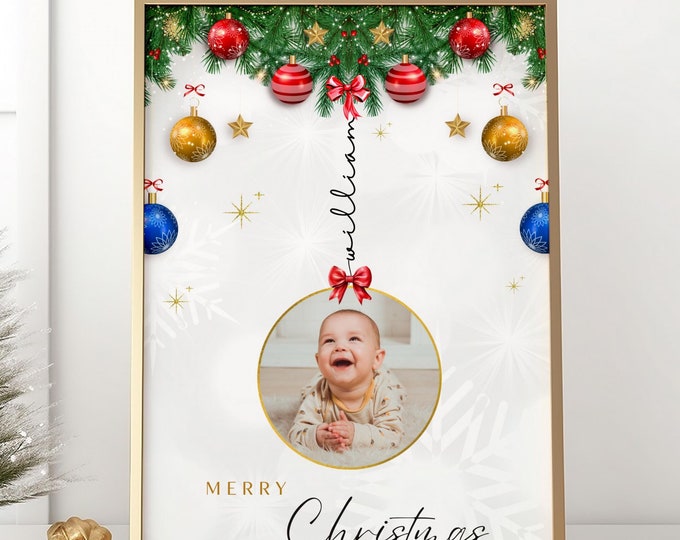 Personalised First Christmas Printable, First Christmas Gift, Holiday ...