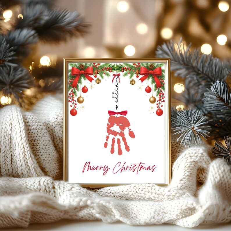 Personalized Christmas Handprint Art – Baby First Christmas Gift ...