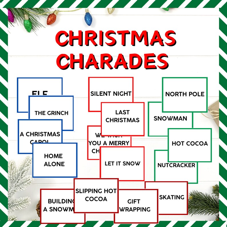 Christmas Charades Game Holiday Game for Christmas Party Printable ...