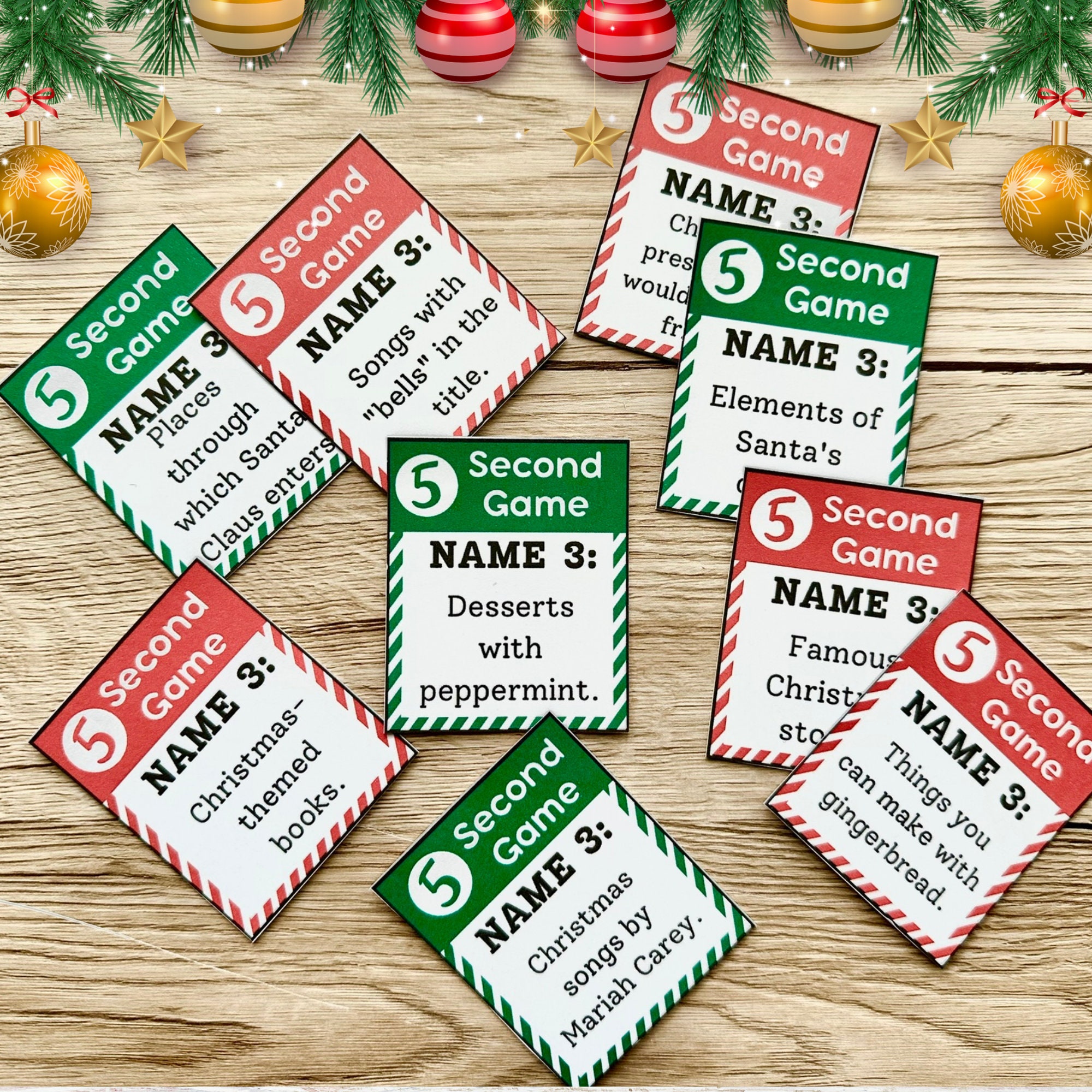 Christmas 5 Second Game Printable Christmas Game 5 Second Rule ...