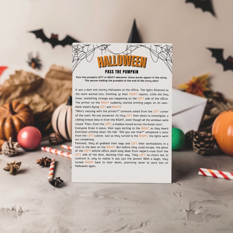 Pass the Pumpkin Halloween Game, Office Party (printable Digital ...