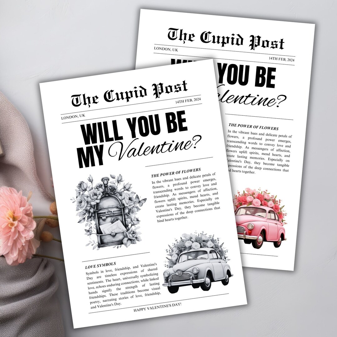 Valentines Cupid Post Newspaper | Printable Flower Bouquet Wrap ...