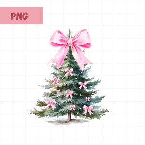 Coquette Christmas Tree PNG, Christmas Coquette Pink Bows Png ...