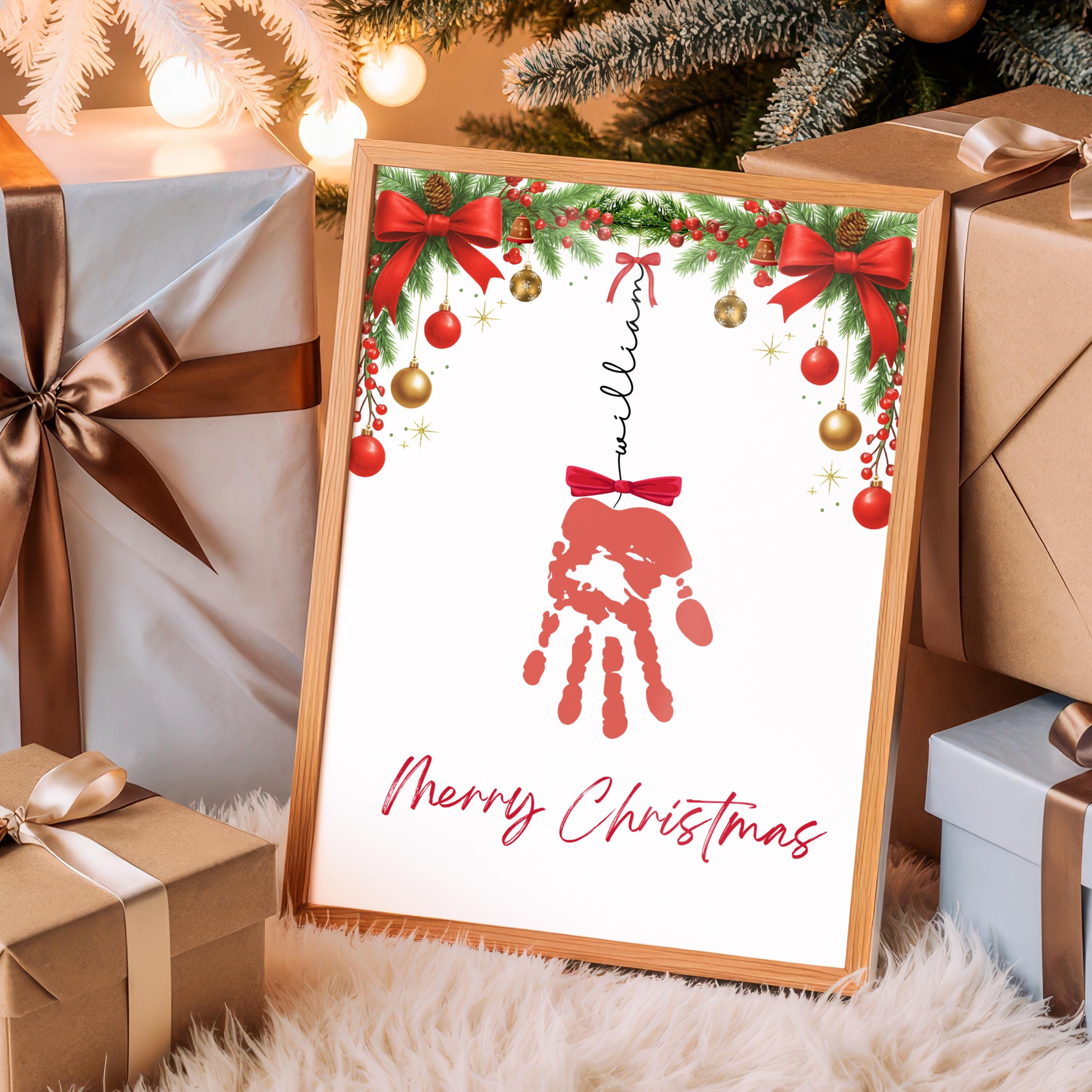 Personalized Christmas Handprint Art – Baby First Christmas Gift ...
