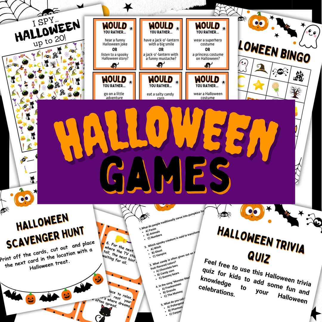 Halloween Games Bundle Printable for Kids Spooky Fun Activities Family ...