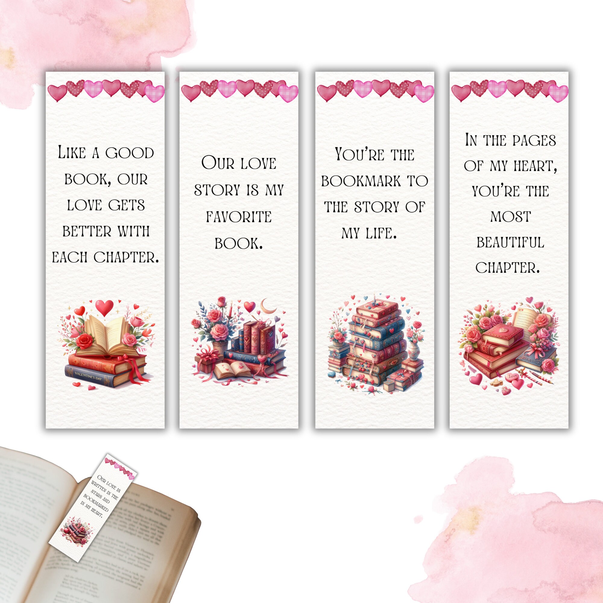 Valentine Printable Bookmarks Digital Printable Bookmarks Cute ...