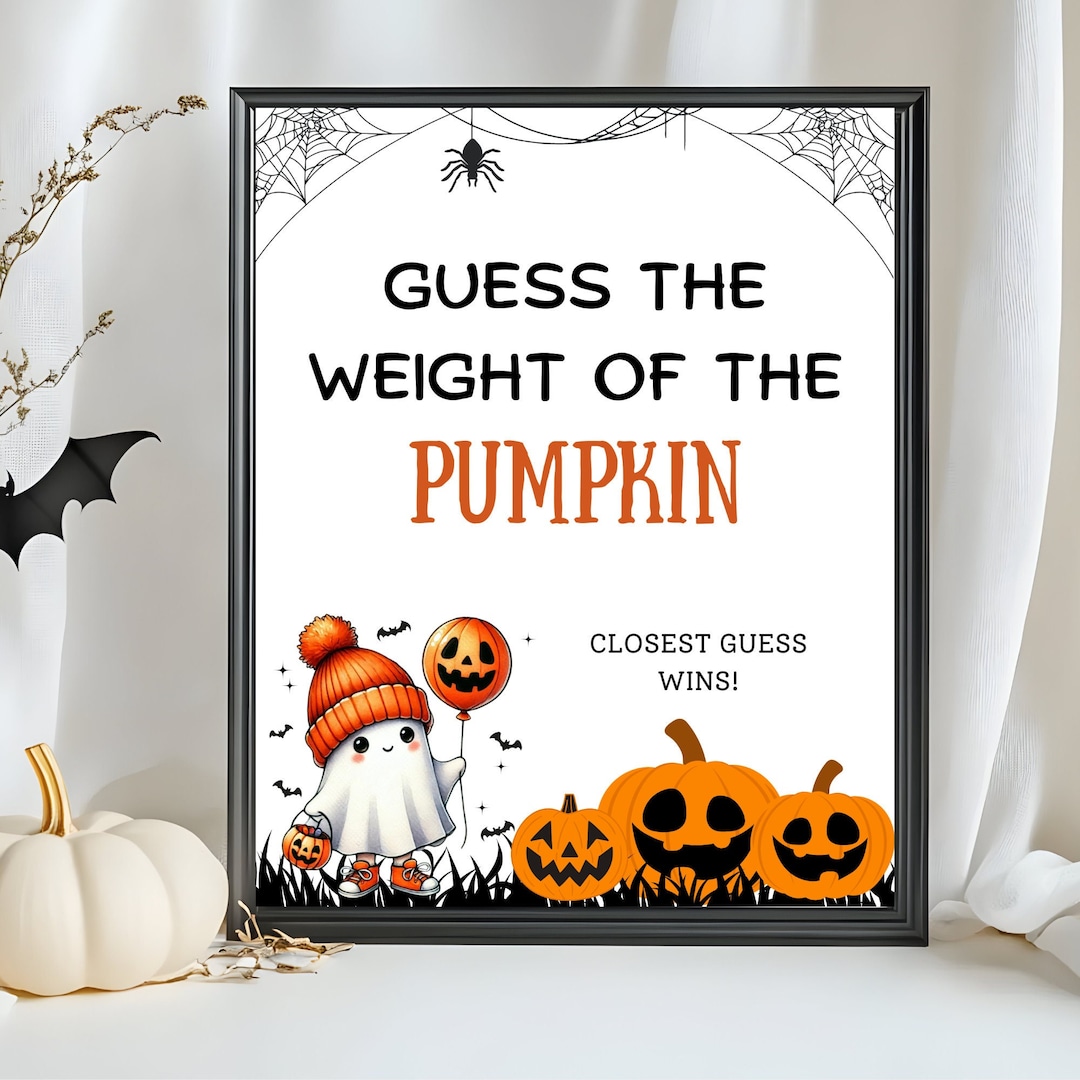 Halloween Guess the Pumpkin Weight Game, Printable Party Game (instant ...