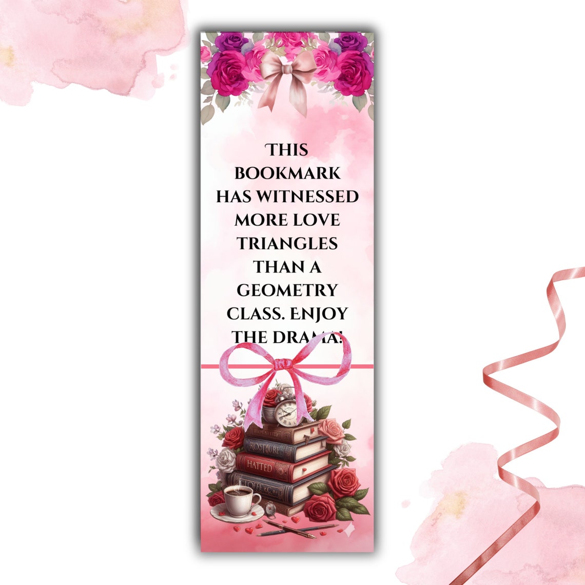 Printable Romance Bookmarks Cute Bookmark Romance Reader Book Club Gift ...
