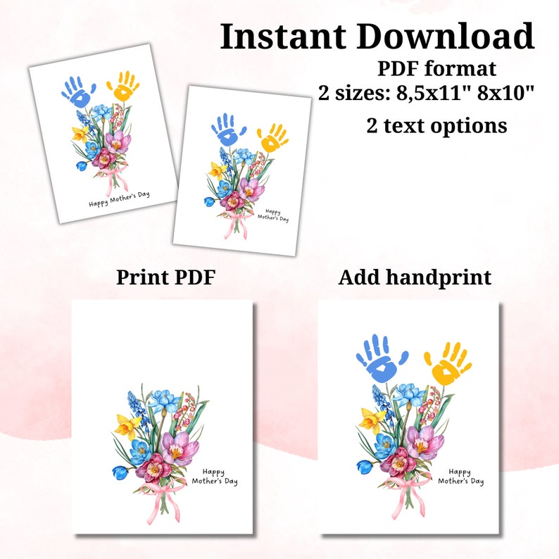 Handprint Flower Bouquet, Mother's Day Keepsake Art (digital Download ...