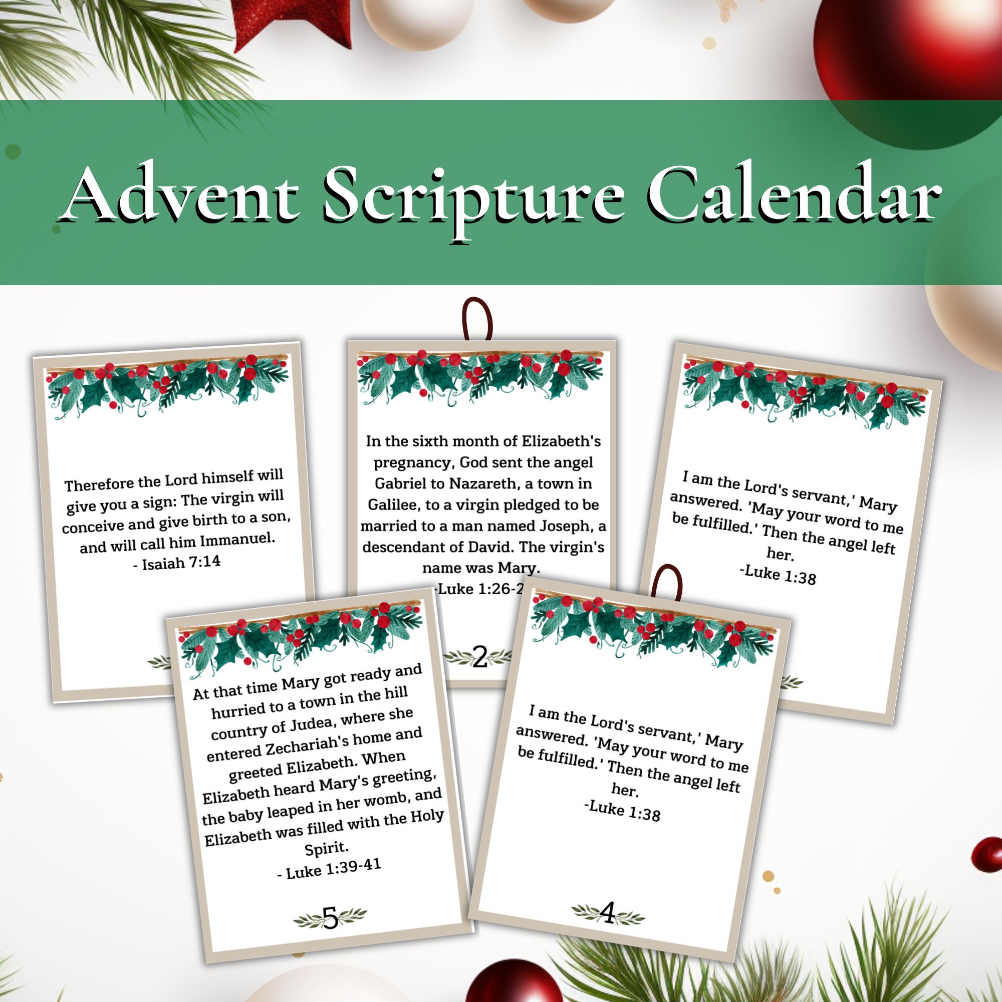 Advent Scripture Calendar, Printable Nativity Calendar - Advent Cards ...