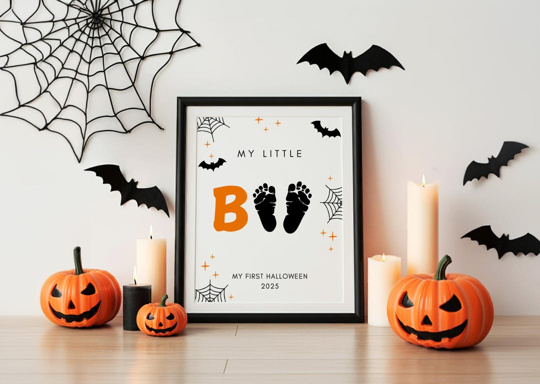 Halloween Footprint Art, Halloween Baby Footprint Keepsake, Baby’s ...