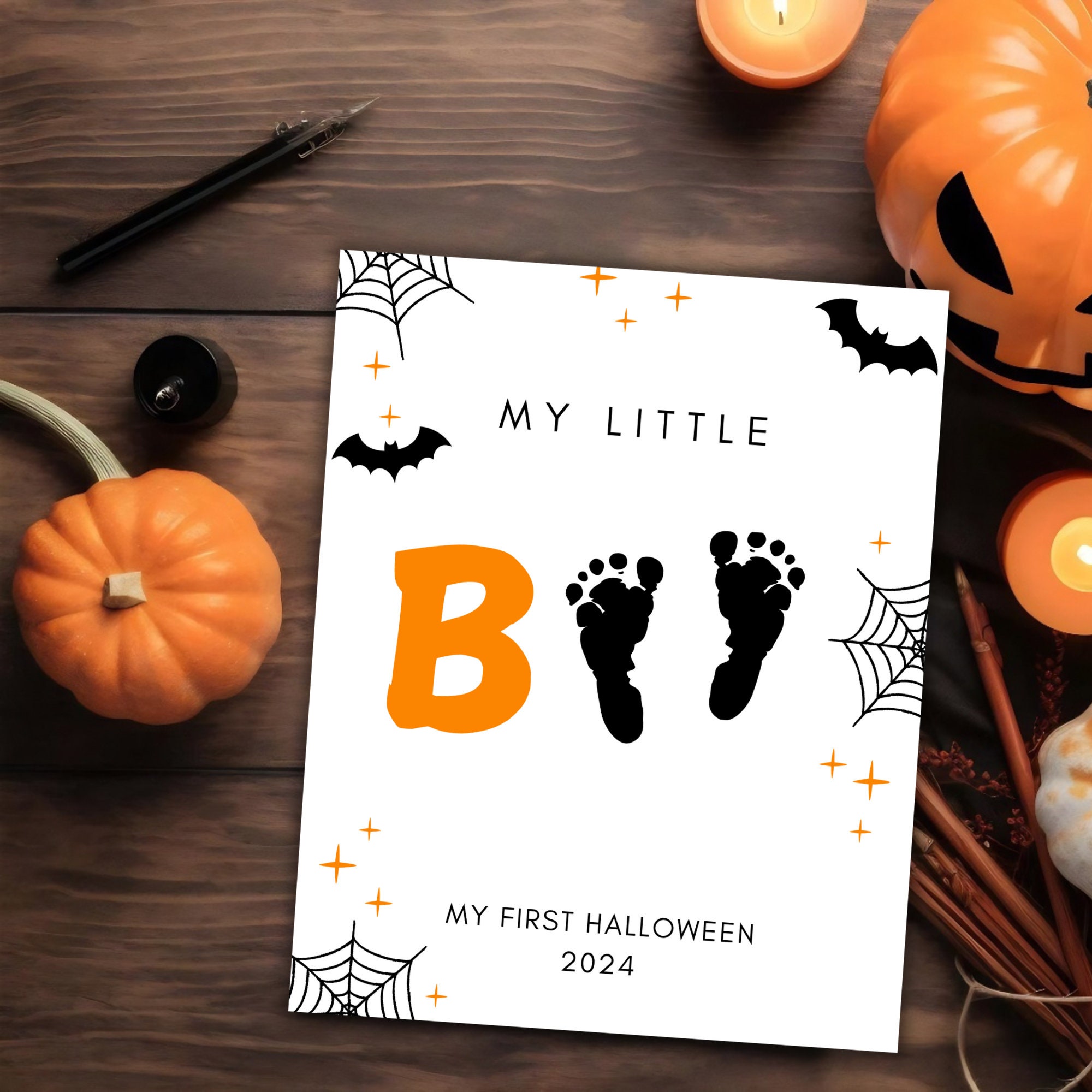 Halloween Footprint Art, Halloween Baby Footprint Keepsake, Babys First ...