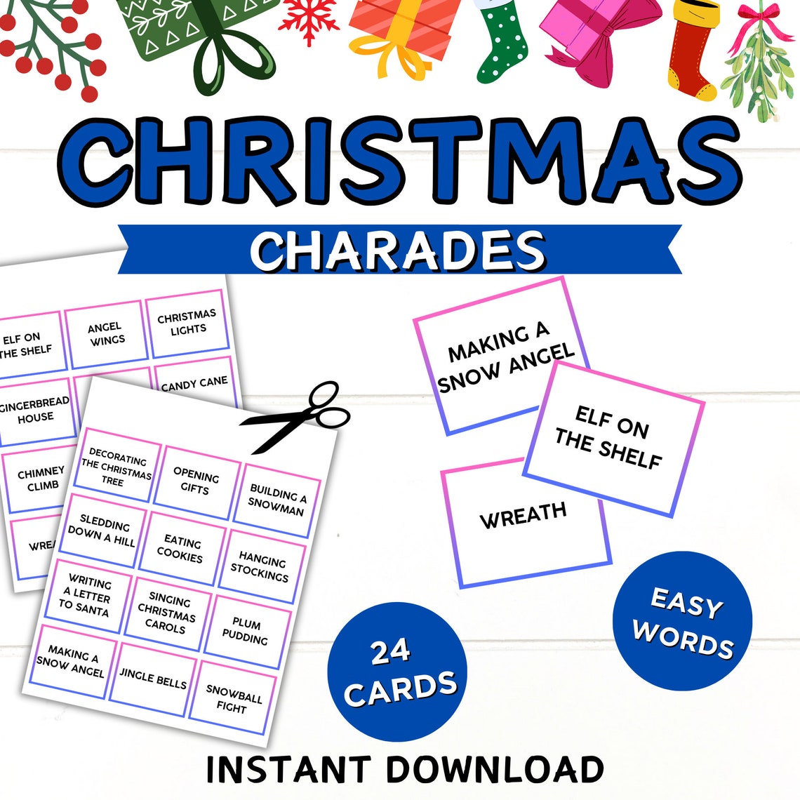 Christmas Charades Game for Kids Holiday Game for Christmas Party ...