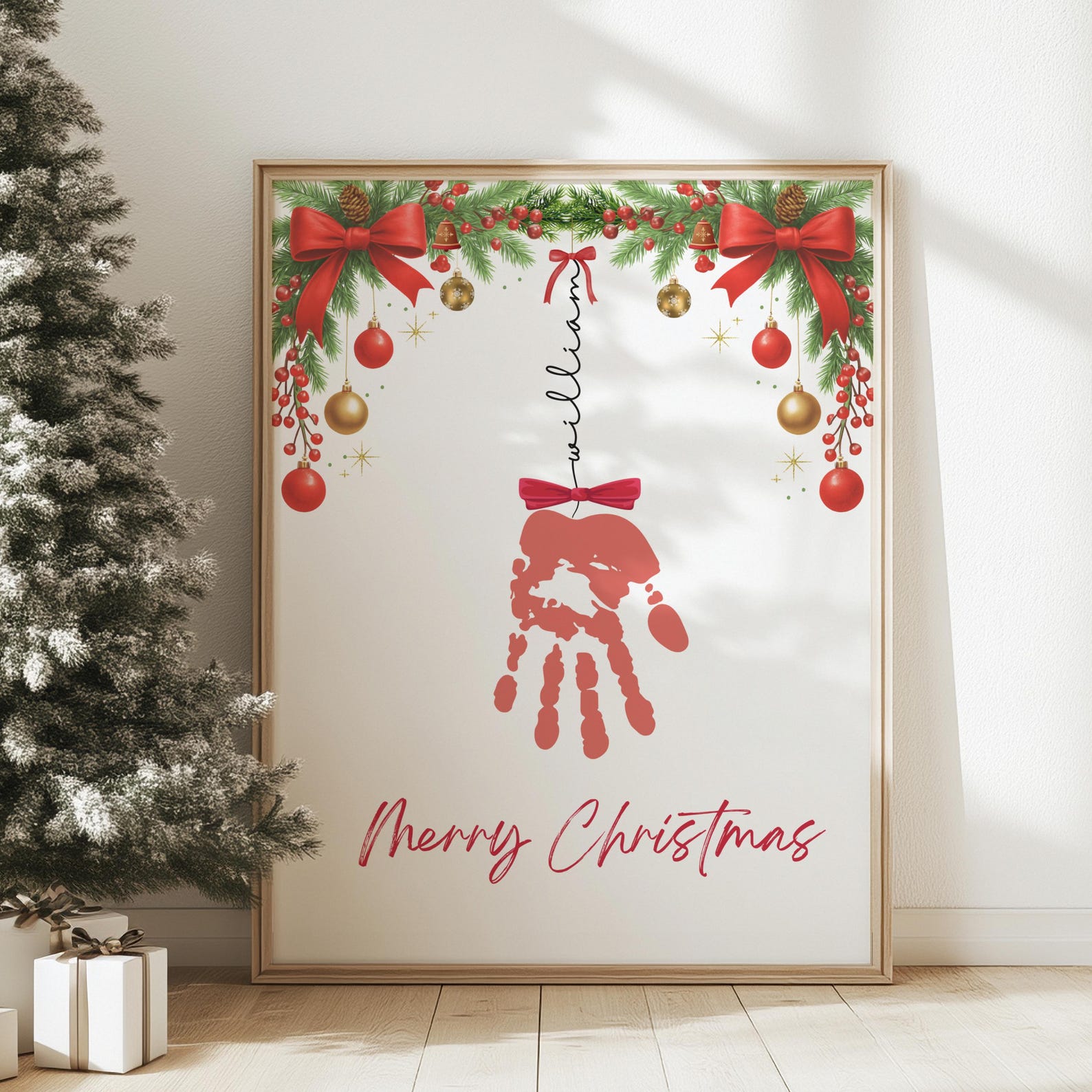Personalized Christmas Handprint Art – Baby First Christmas Gift ...