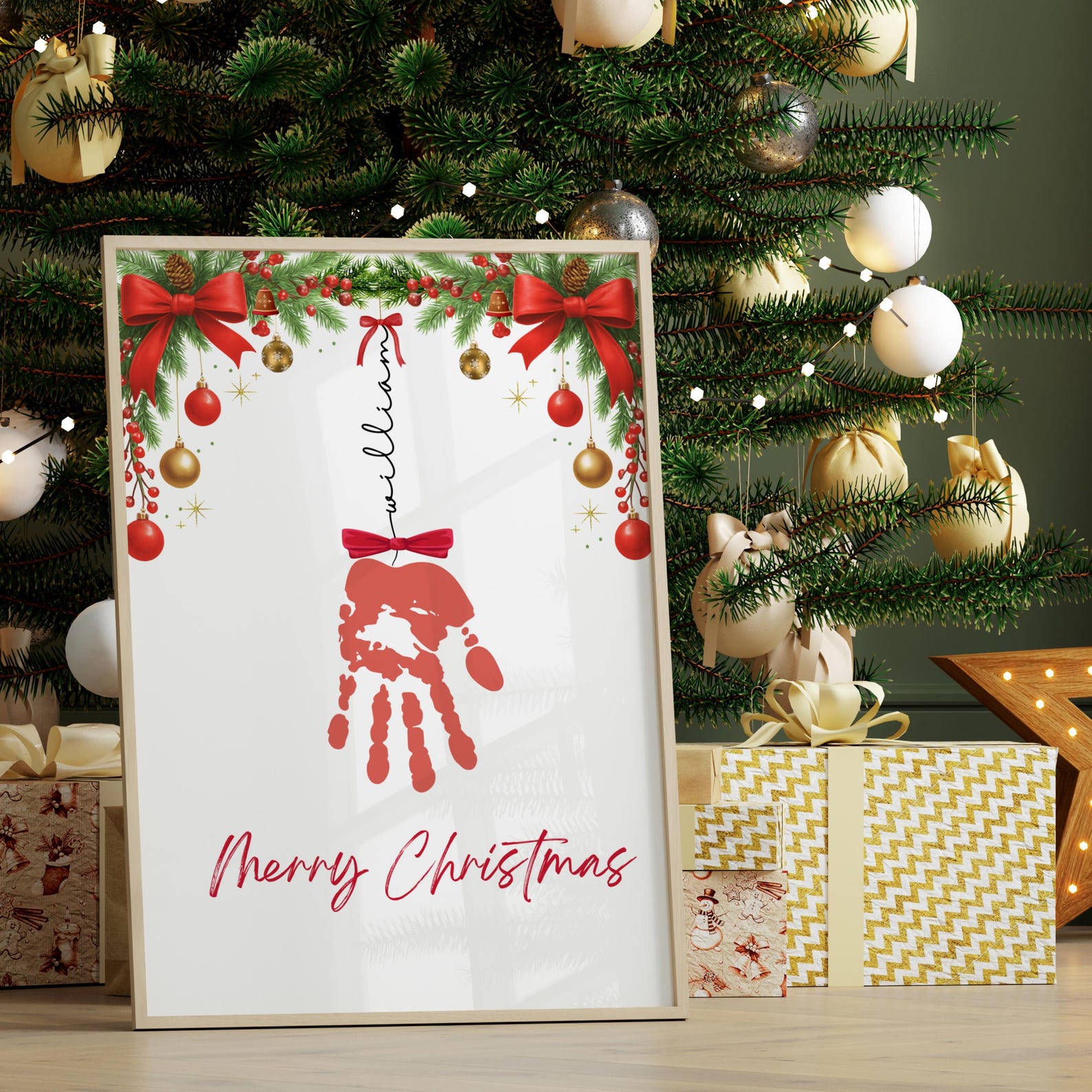 Personalized Christmas Handprint Art – Baby First Christmas Gift ...