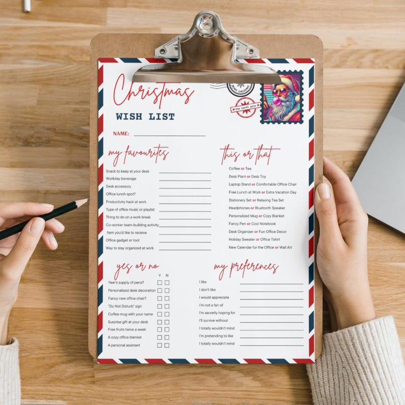 Christmas Wish List Printable, Adult Christmas List, Coworker Secret ...