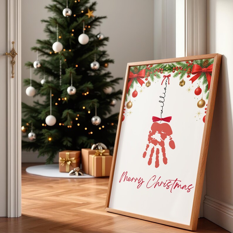 Personalized Christmas Handprint Art – Baby First Christmas Gift ...