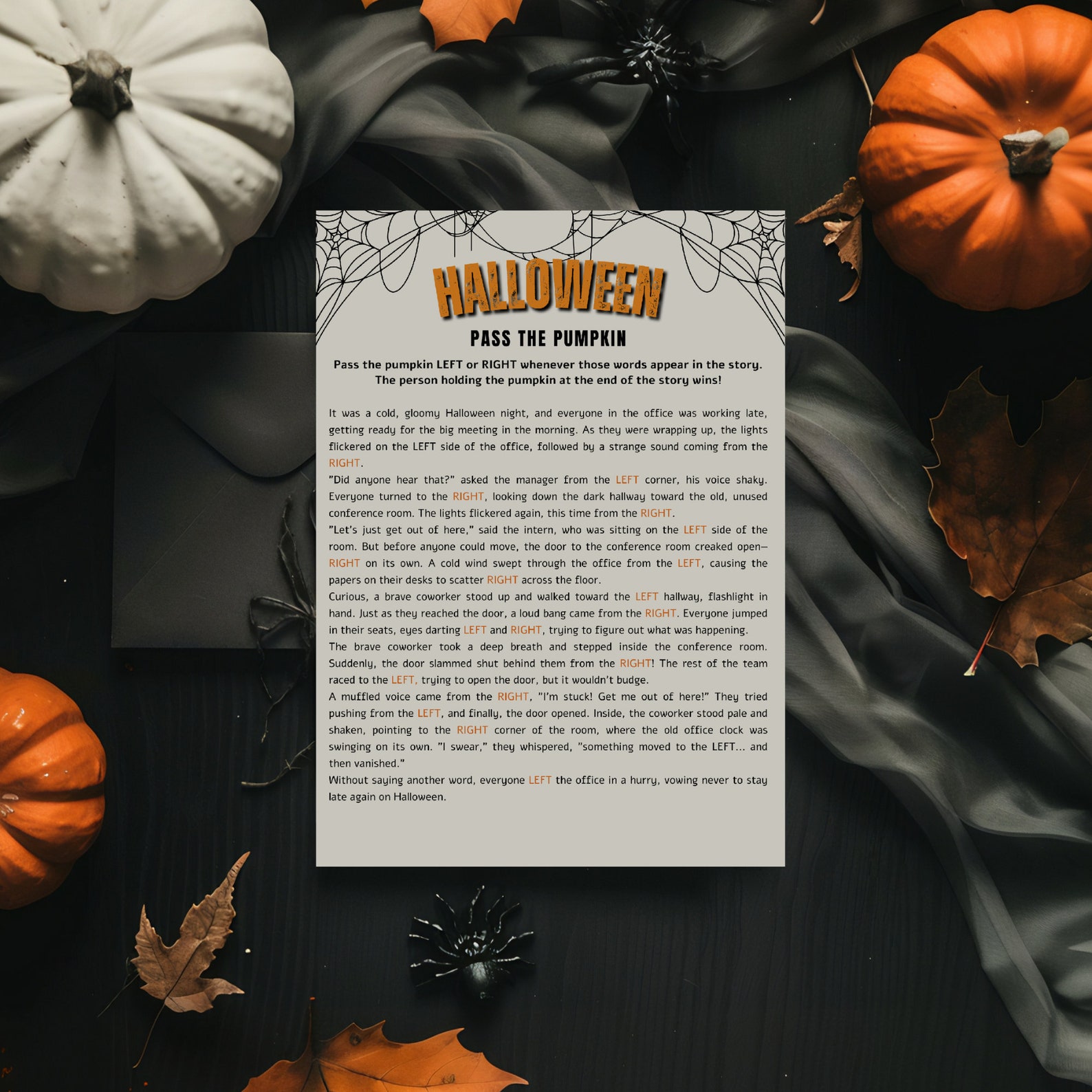 Pass the Pumpkin Halloween Game, Office Party (printable Digital ...